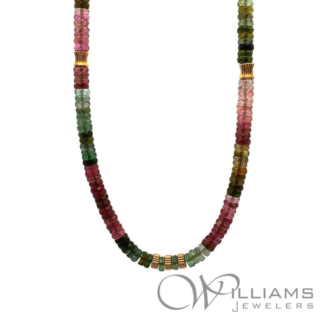 Sophie Gems 14ky Watermelon Tourmaline Bead and Fluted Gold Bead ...