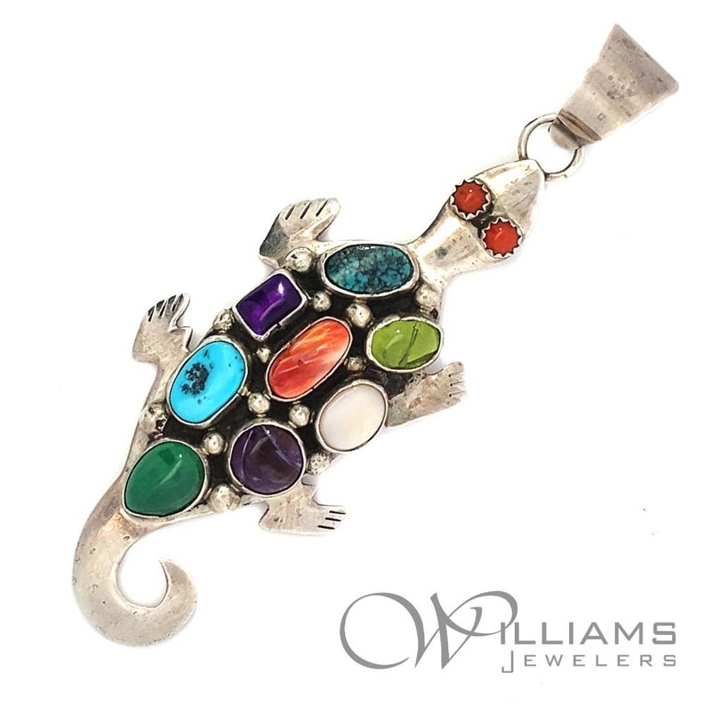 Navajo Sterling Silver Emer Thompson Multi-stone Lizard Pendant - Etsy