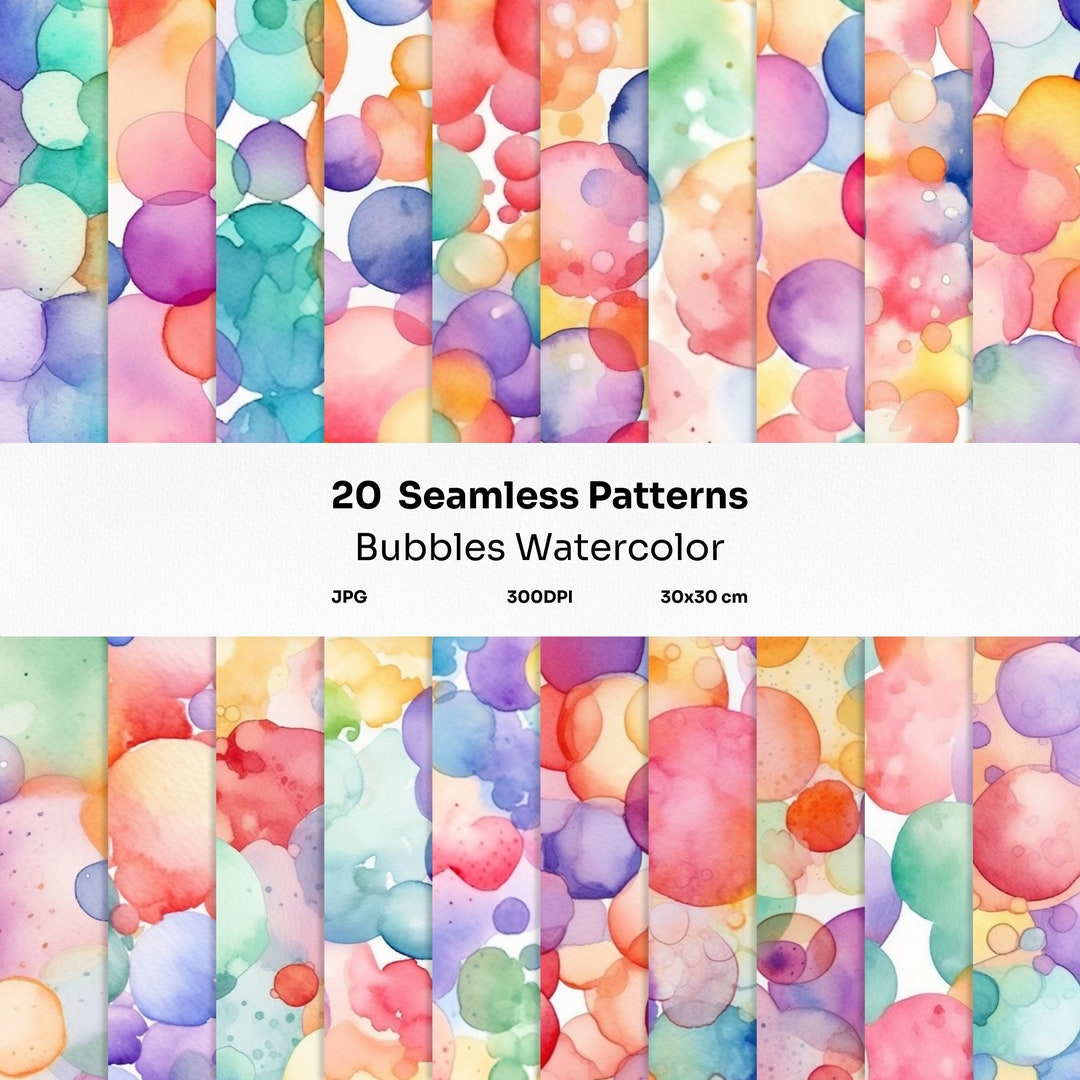 Bubbles Watercolor Abstract Digital Prints: 20 Seamless Patterns ...