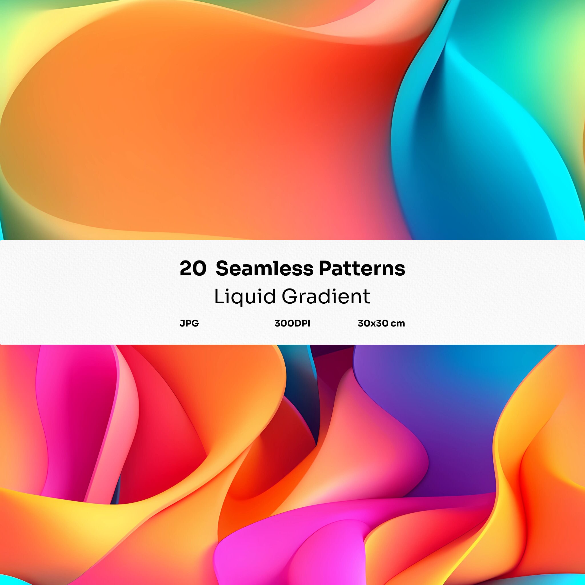 Gradient Liquid Abstract Digital Prints: 20 Seamless Patterns, Vibrant ...