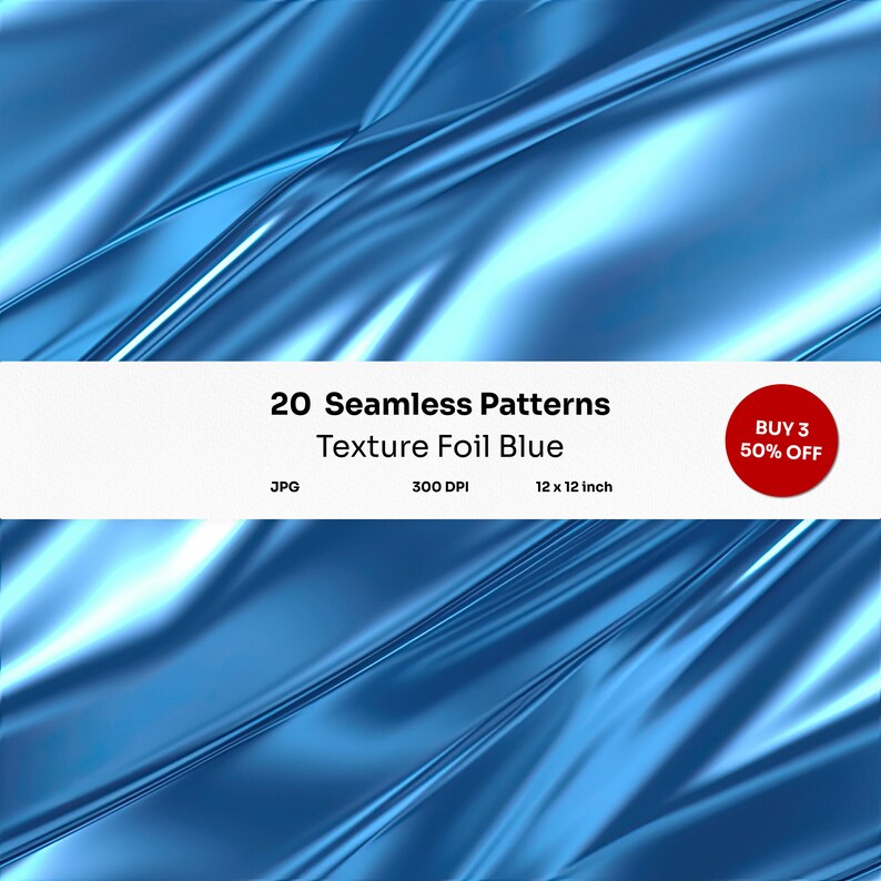 Blue Steel Foil Digital Prints: 20 Seamless Patterns, Abstract ...
