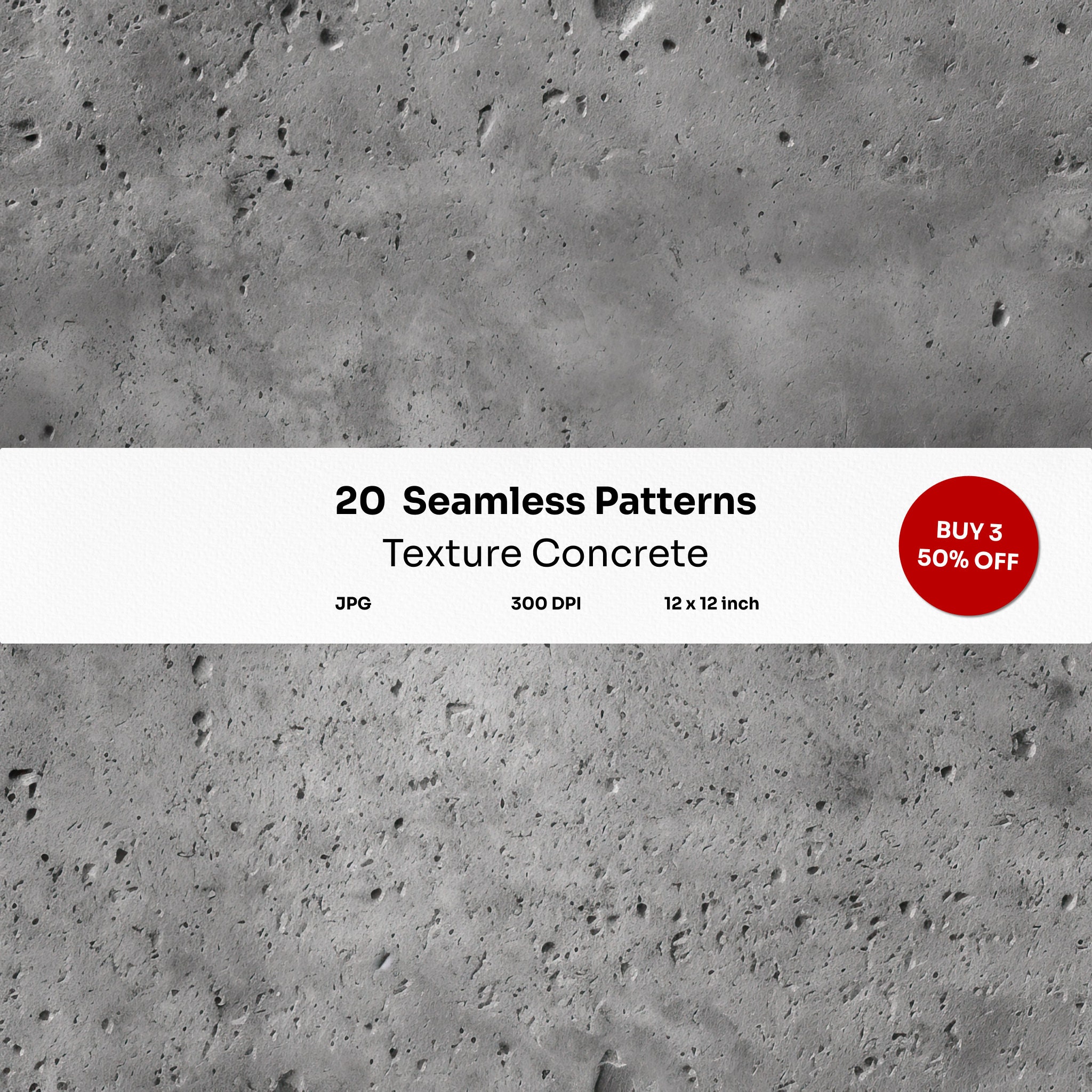 Concrete Texture Digital Prints: 20 Seamless Patterns, Realistic Cement ...