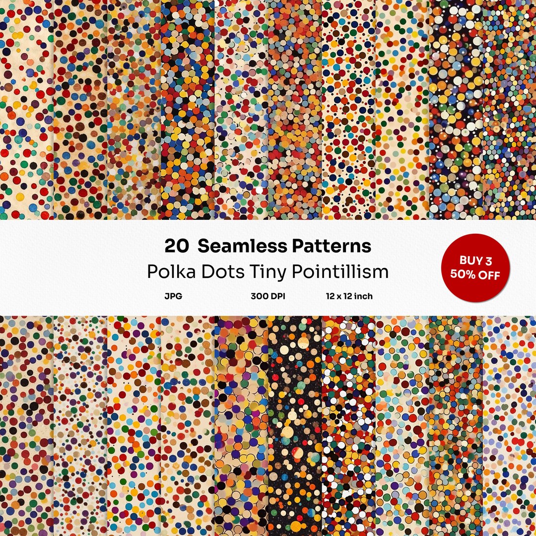 Polka Dots Tiny Pointillism Abstract Digital Prints: 20 Seamless ...