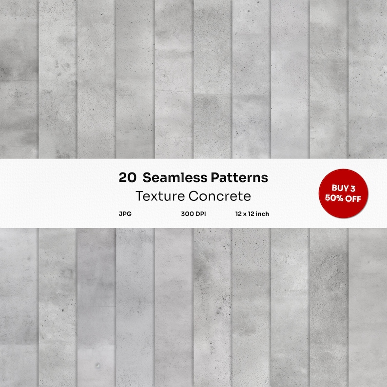 Concrete Texture Digital Prints: 20 Seamless Patterns, Realistic Cement ...