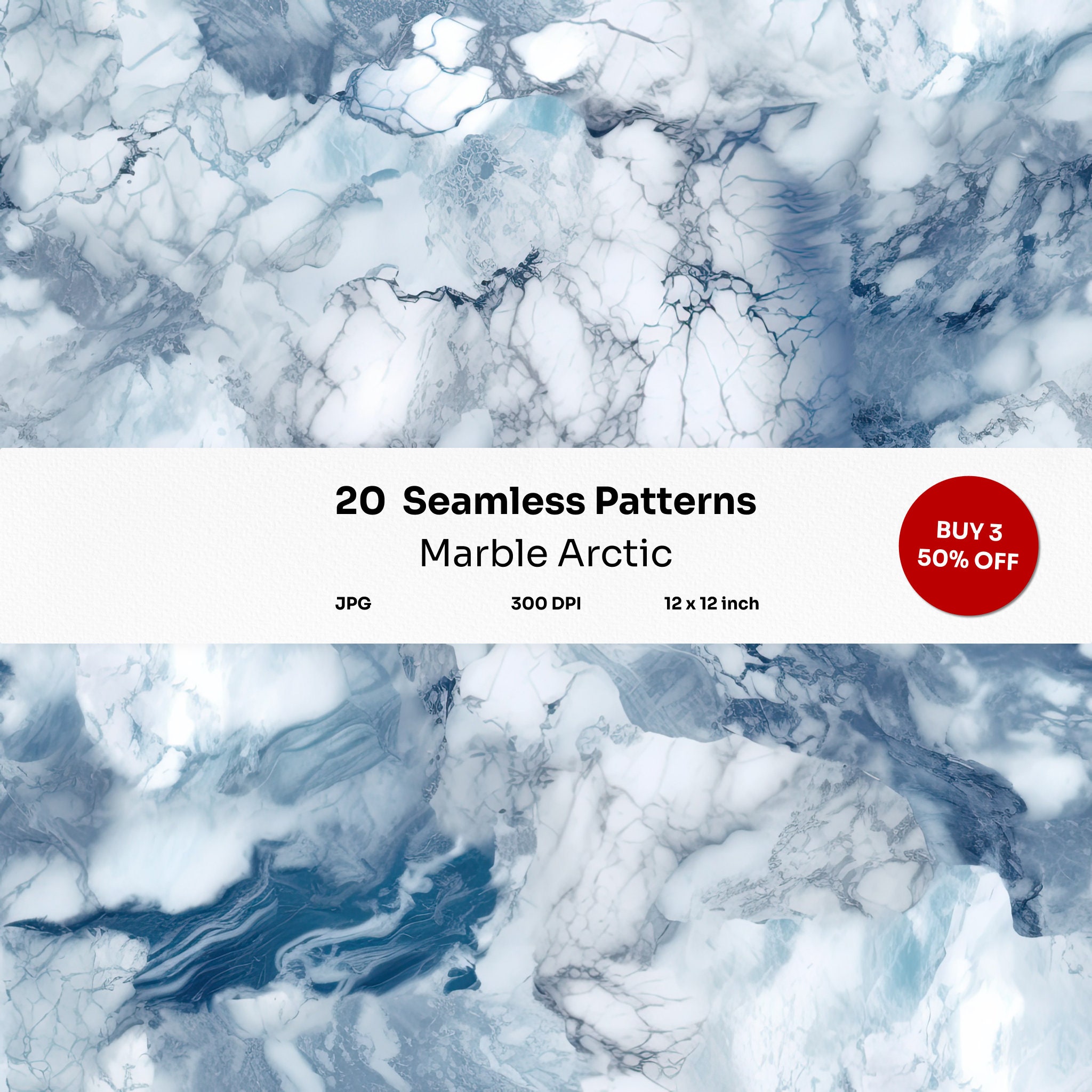 Marble Arctic Abstract Digital Prints: 20 Seamless Patterns, Winter ...