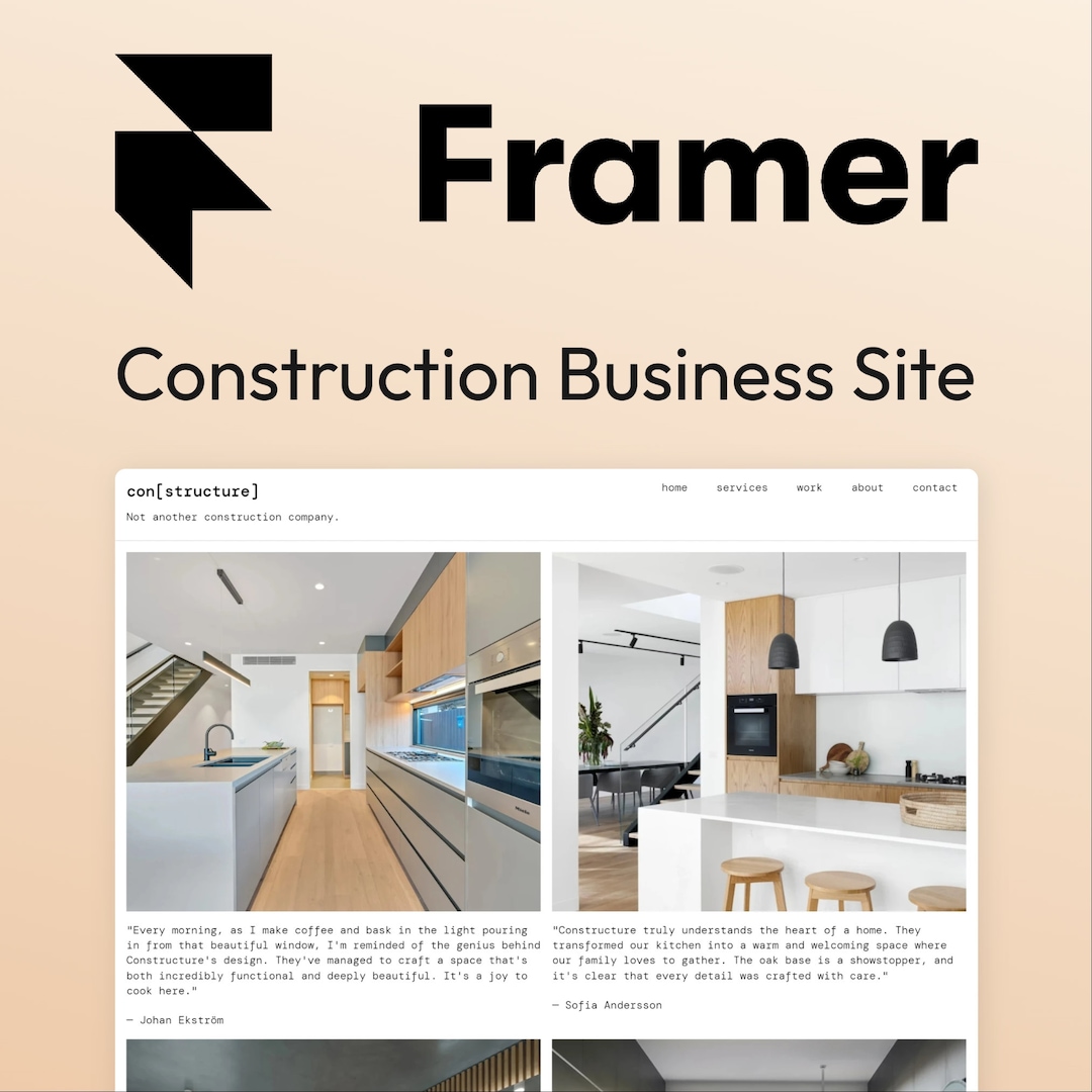 Framer Website Template, Modern Clean Minimal Construction Business ...