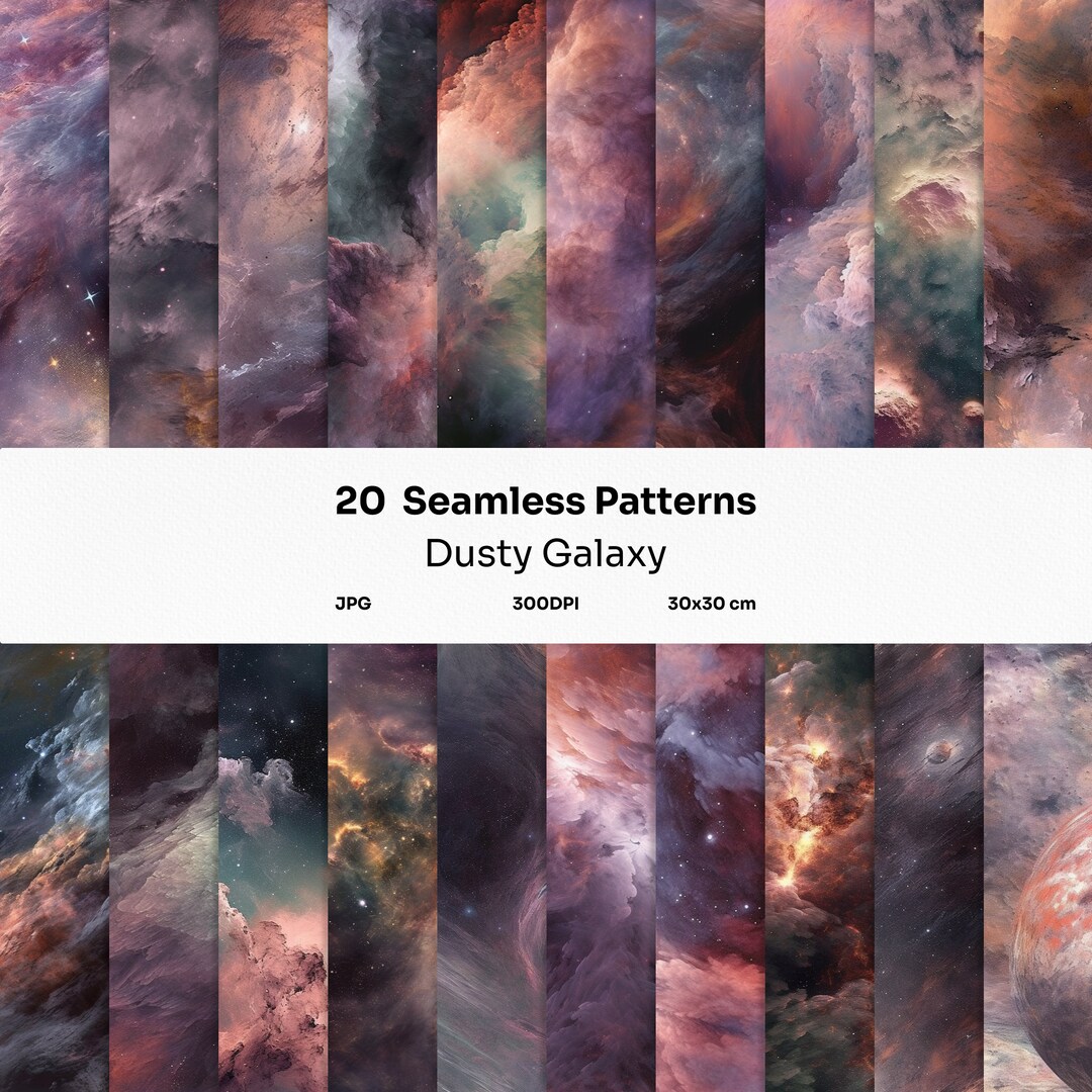 Dusty Galaxy Abstract Digital Prints: 20 Seamless Patterns, Stars ...