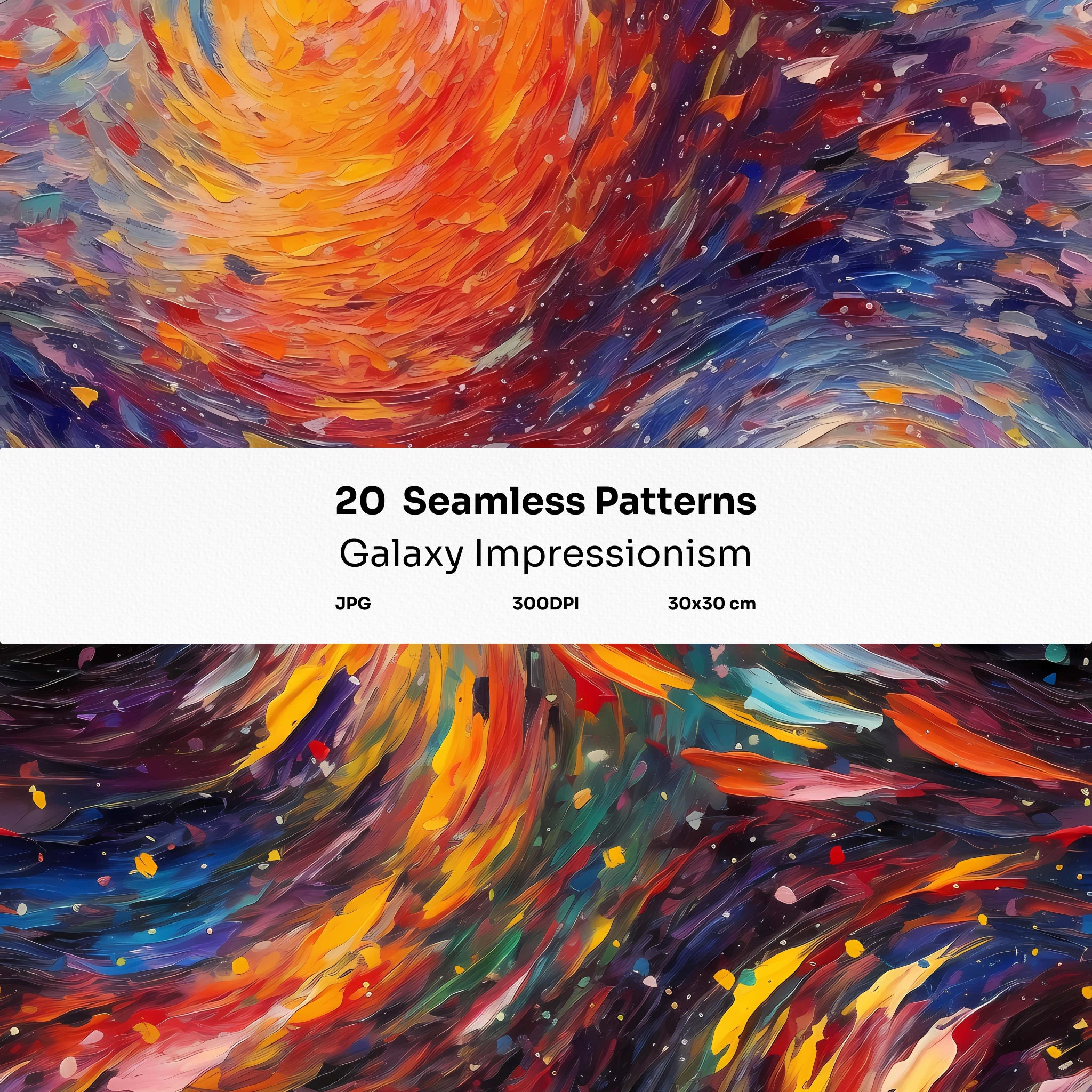 Galaxy Impressionism Abstract Digital Prints: 20 Seamless Patterns, Vibrant, Color, Paint ...