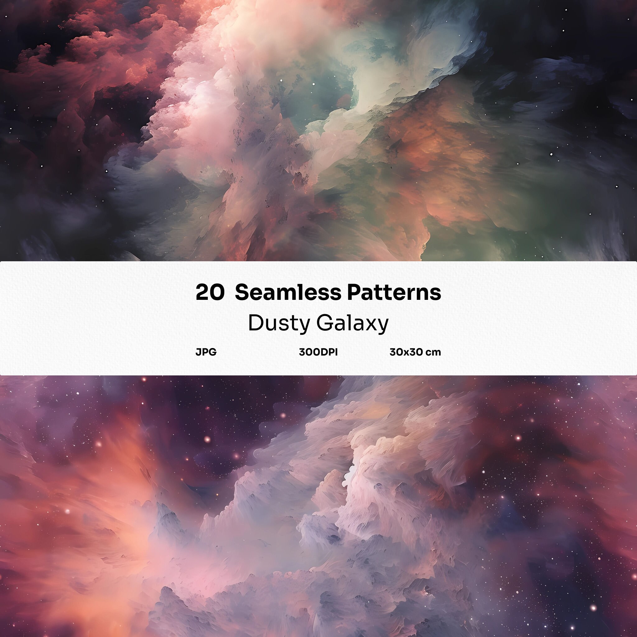 Dusty Galaxy Abstract Digital Prints: 20 Seamless Patterns, Stars ...