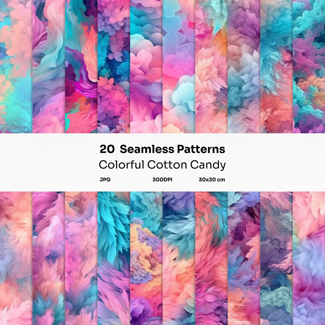 Colorful Cotton Candy Abstract Digital Prints: 20 Seamless Patterns ...