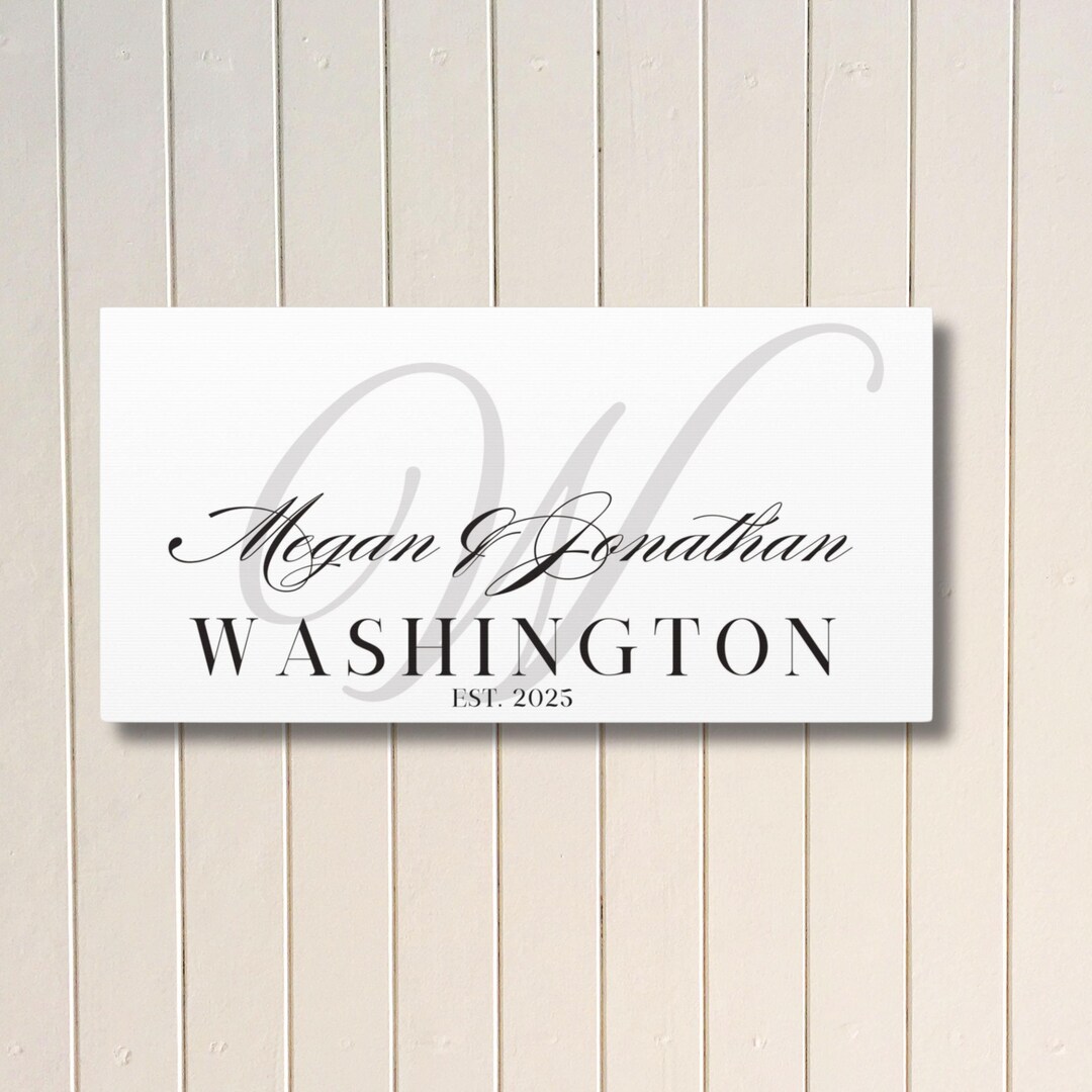 Personalized Family Last Name Sign With Monogram, Custom Couple's ...
