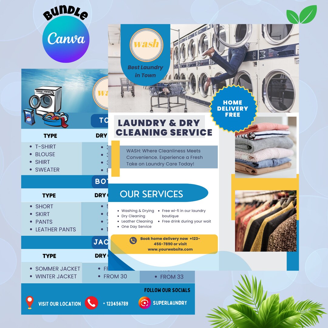 Price List Template Bundle Laundry Template Dry Clean Flyer Template ...