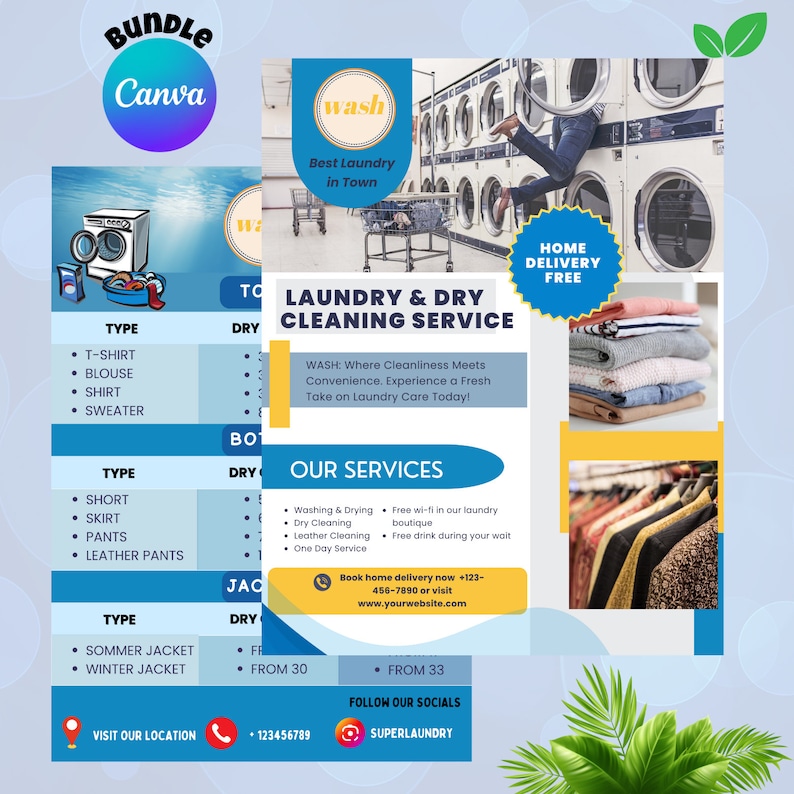 Price List Template Bundle Laundry Template Dry Clean Flyer Template ...