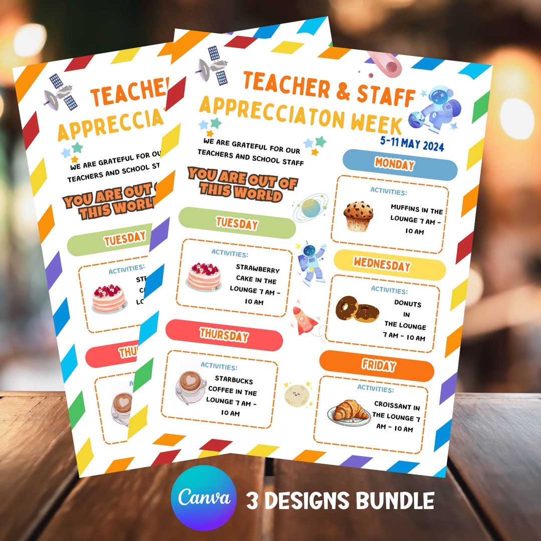 Space Edition Teacher Appreciation, Editable Teacher Appreciation Flyer ...