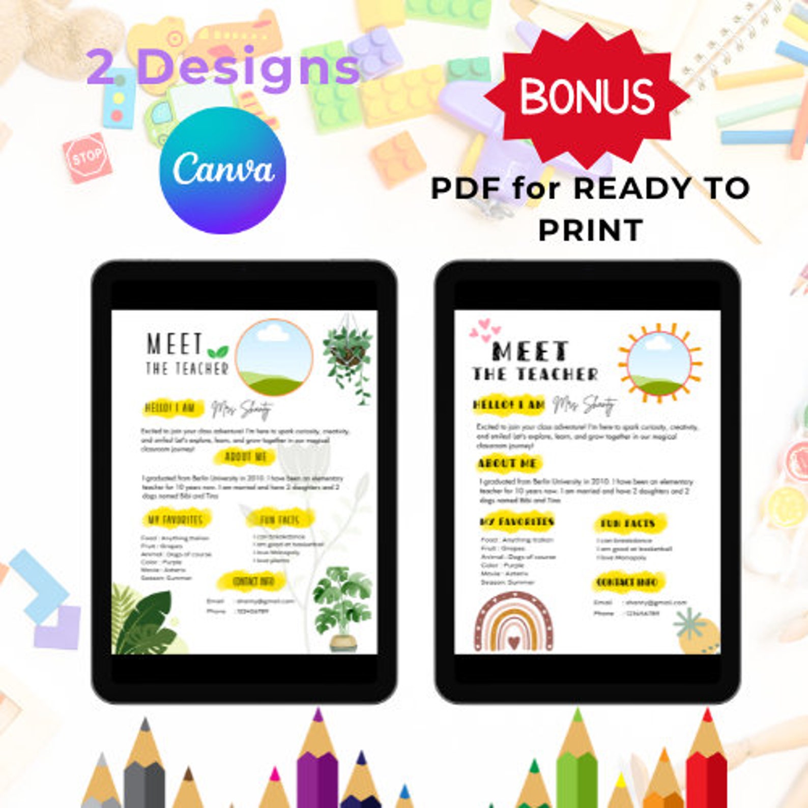 Editable Canva Template | Meet the Teacher Templates | Editable Plants ...
