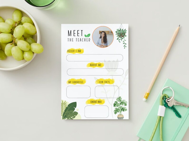 Editable Canva Template | Meet the Teacher Templates | Editable Plants ...