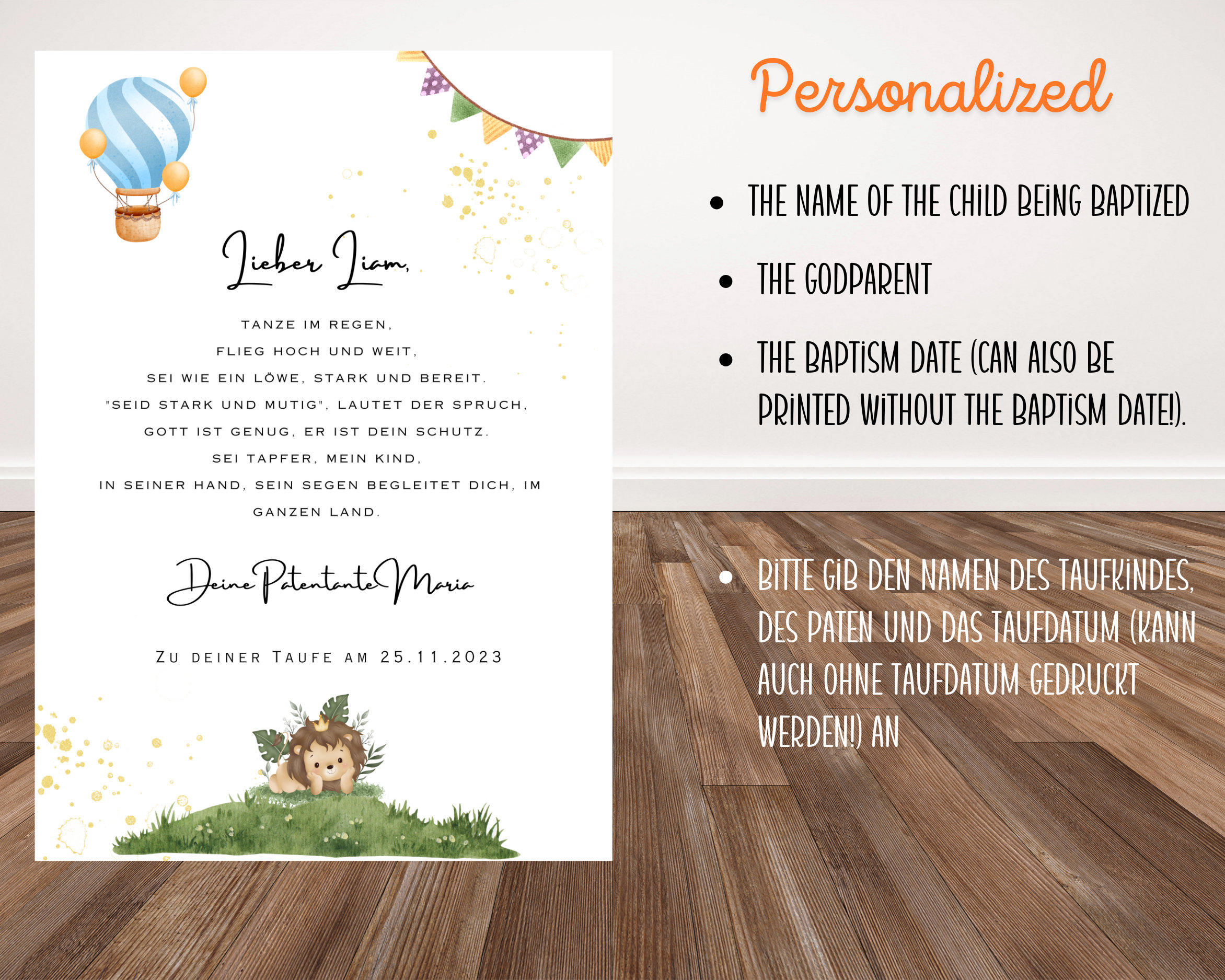 Godparent Letter Baptism - Gift Baptism - Godchild Personalized ...