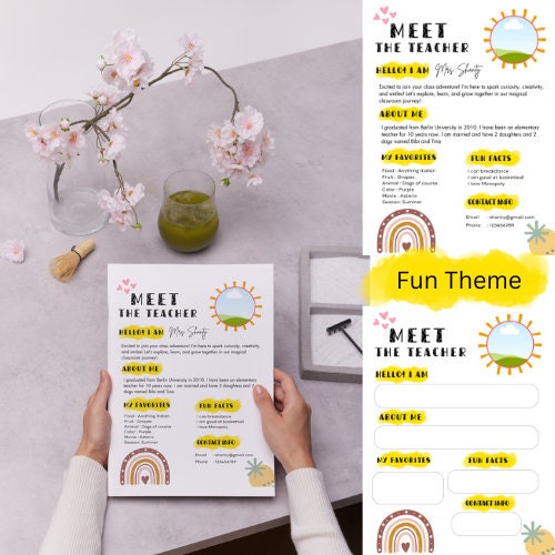 Editable Canva Template Meet the Teacher Templates Editable Plants Boho ...