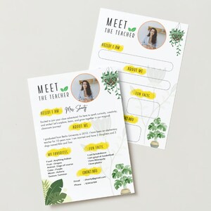 Editable Canva Template | Meet the Teacher Templates | Editable Plants ...
