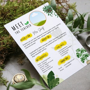 Editable Canva Template | Meet the Teacher Templates | Editable Plants ...