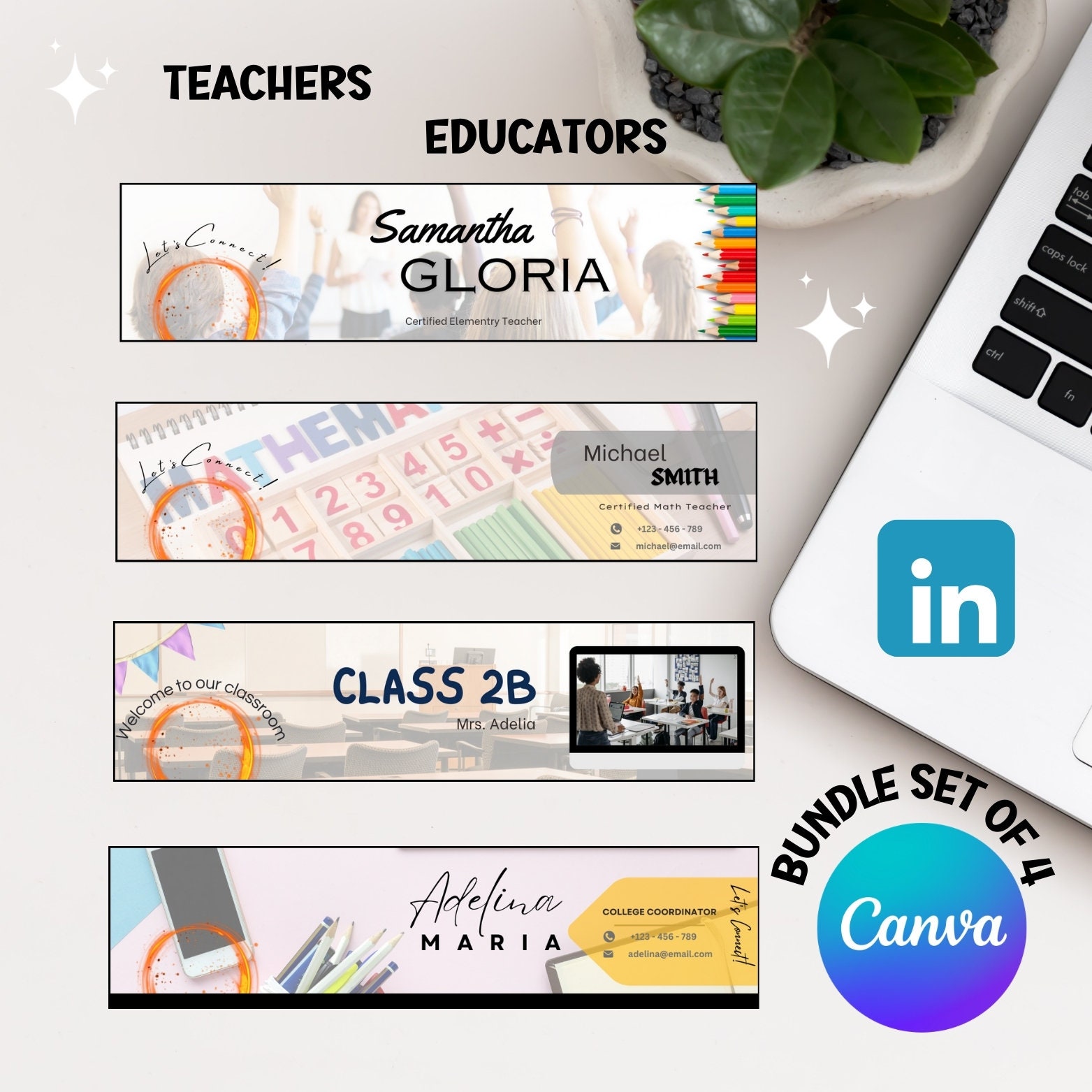 Linkedin Canva Editable Linkedin Background Linkedin Banner for Teacher ...