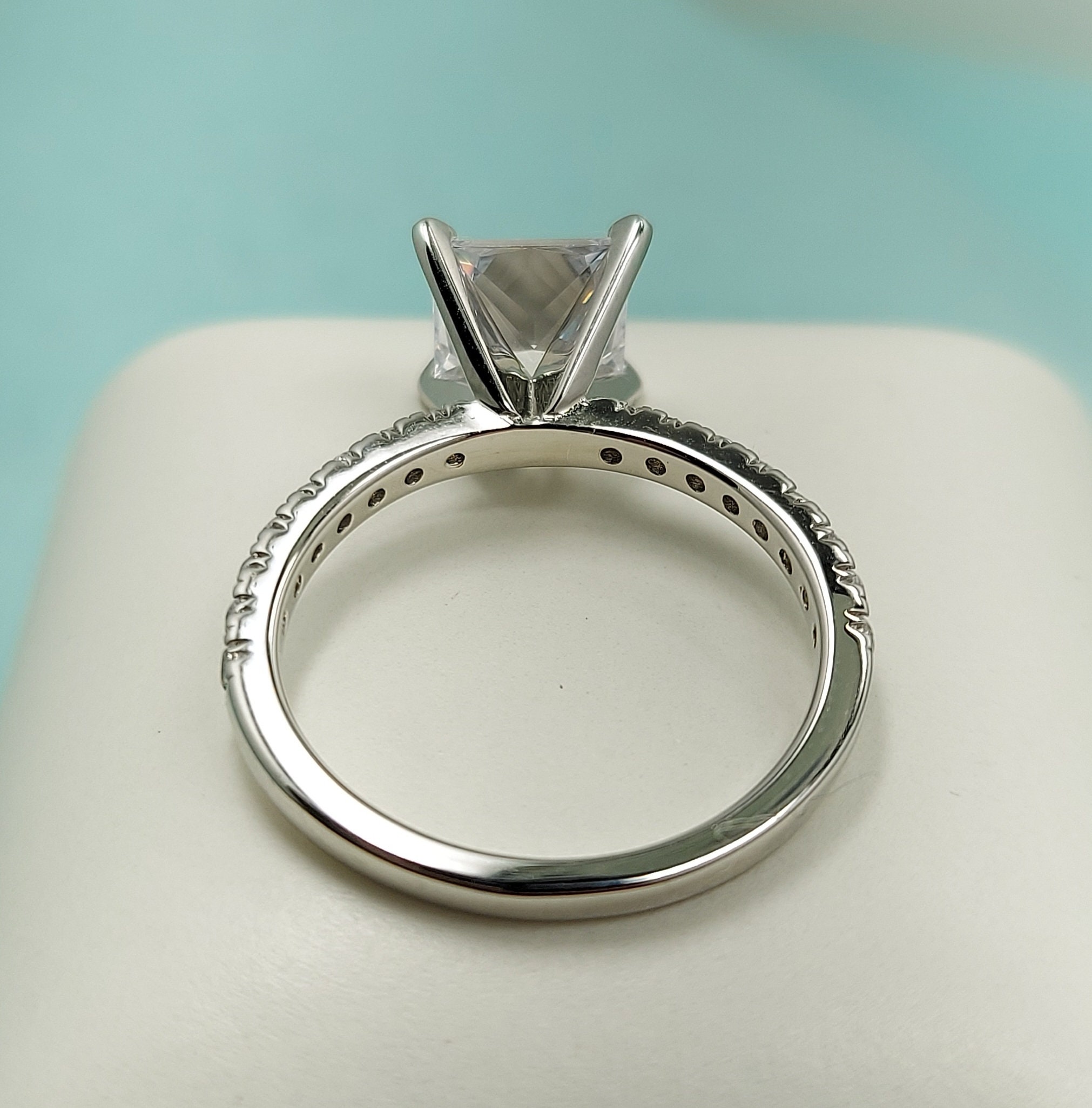 2ct Princess Cut CZ Ring 14k White Gold Finish - Etsy