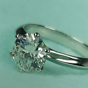 2ct Round Cut Moissanite Ring 14k White Gold Finish GRA Certificate - Etsy