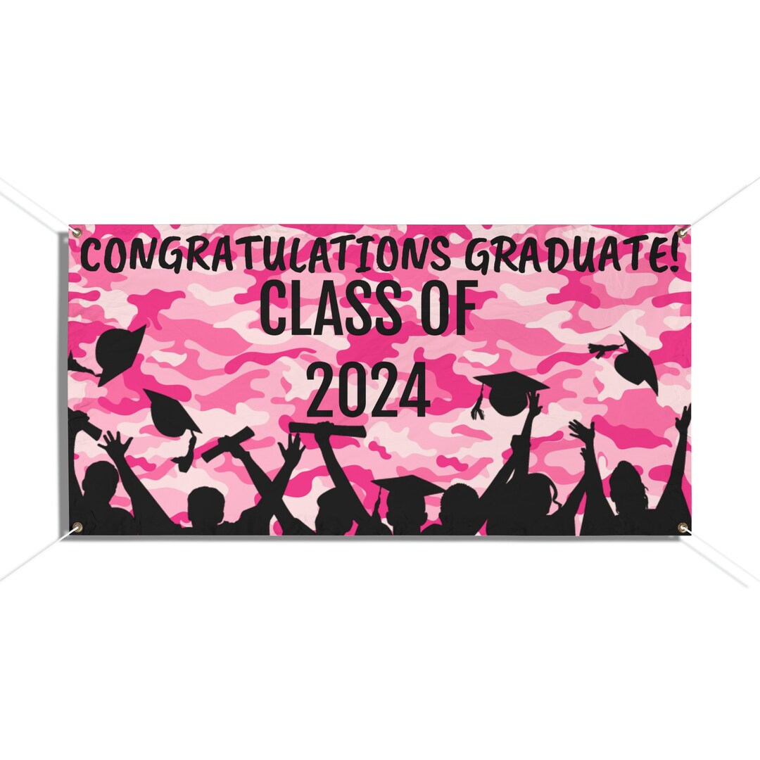 Class of 2024 Pink Camo Graduation Vinyl Banners - Etsy