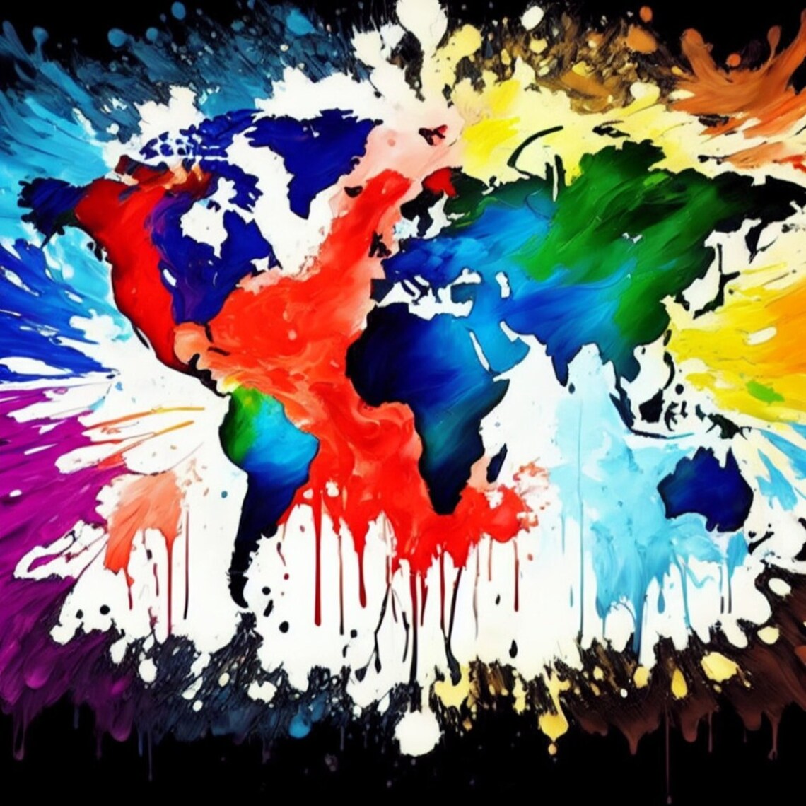 Weltkarte Splash Map - Etsy.de