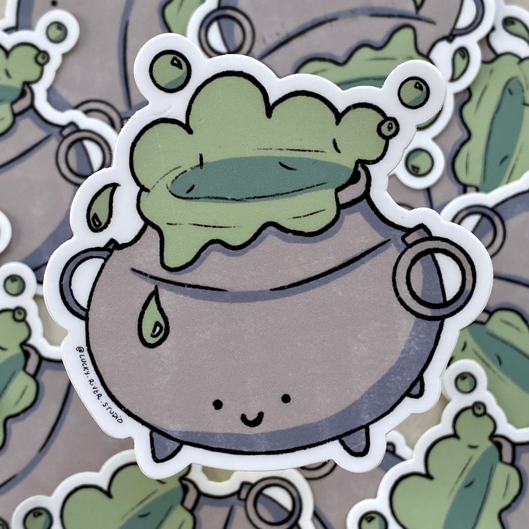 Cute Bubbling Cauldron Sticker ~ Halloween Die Cut Sticker ~ Kawaii ...