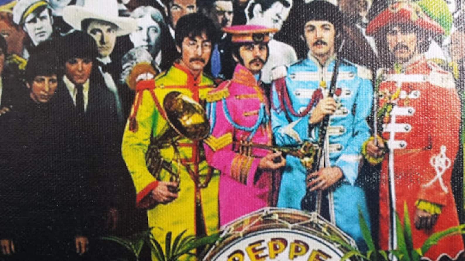 The Beatles - Sgt. Peppers Album Cover on Canvas, Mounted ~12" - Etsy