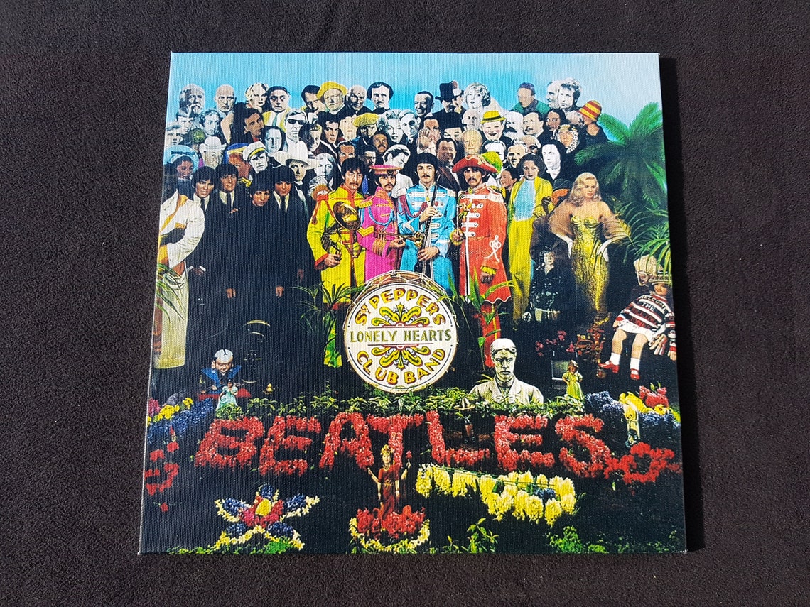 The Beatles - Sgt. Peppers Album Cover on Canvas, Mounted ~12" - Etsy