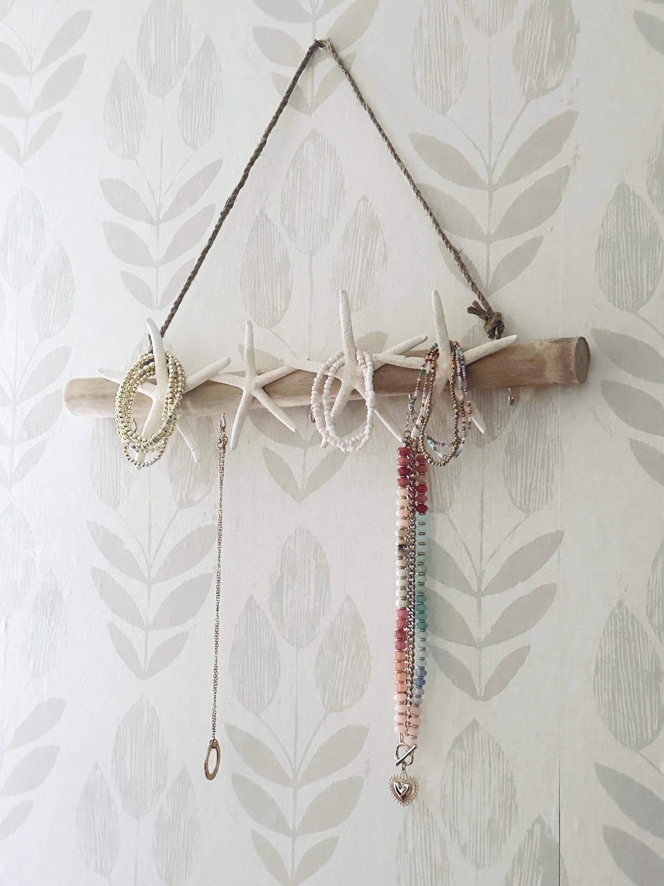 Hanging Natural Driftwood Starfish Bikini Rack | Coastal Decor | Beachy ...
