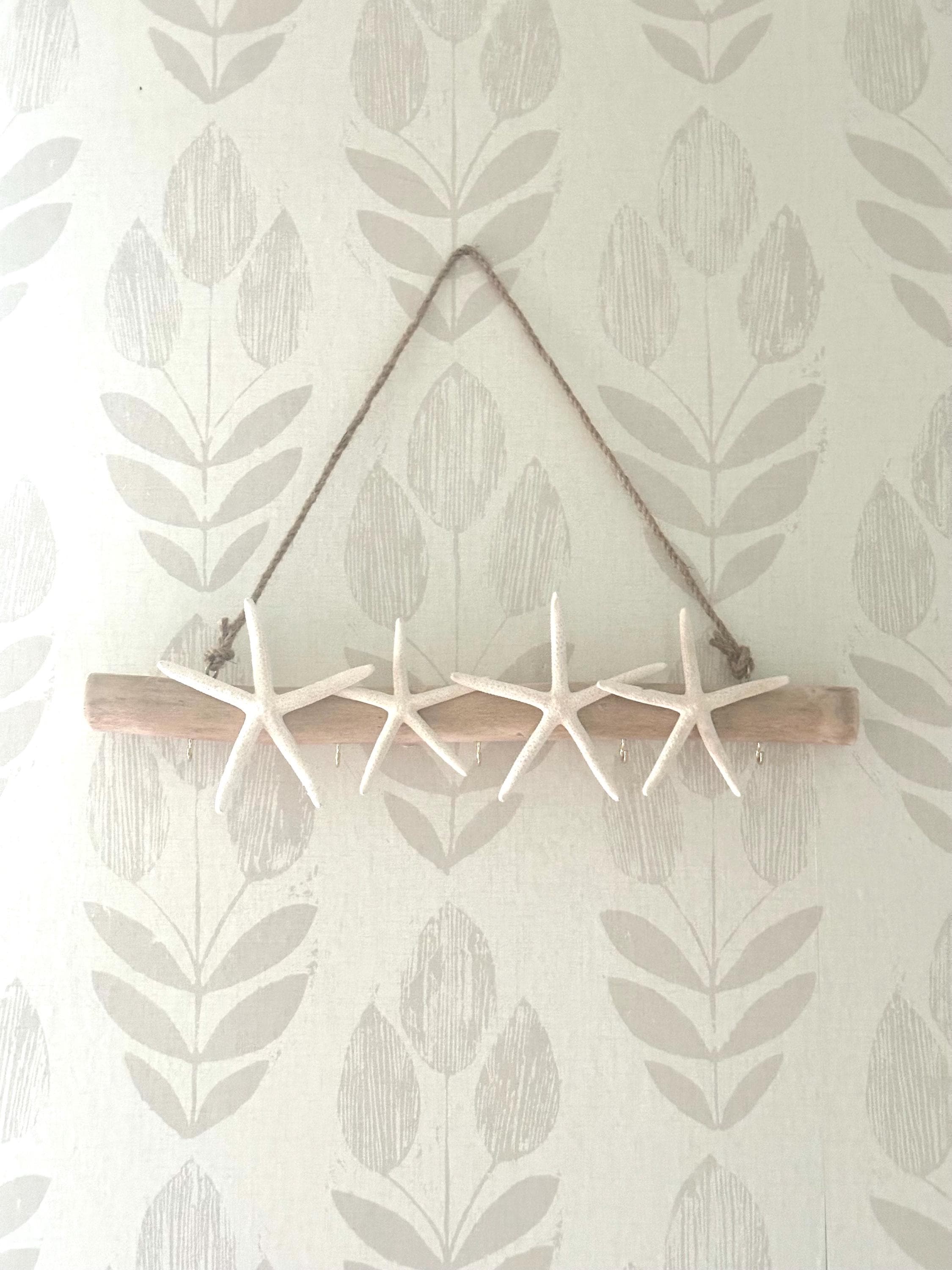 Hanging Natural Driftwood Starfish Bikini Rack | Coastal Decor | Beachy ...
