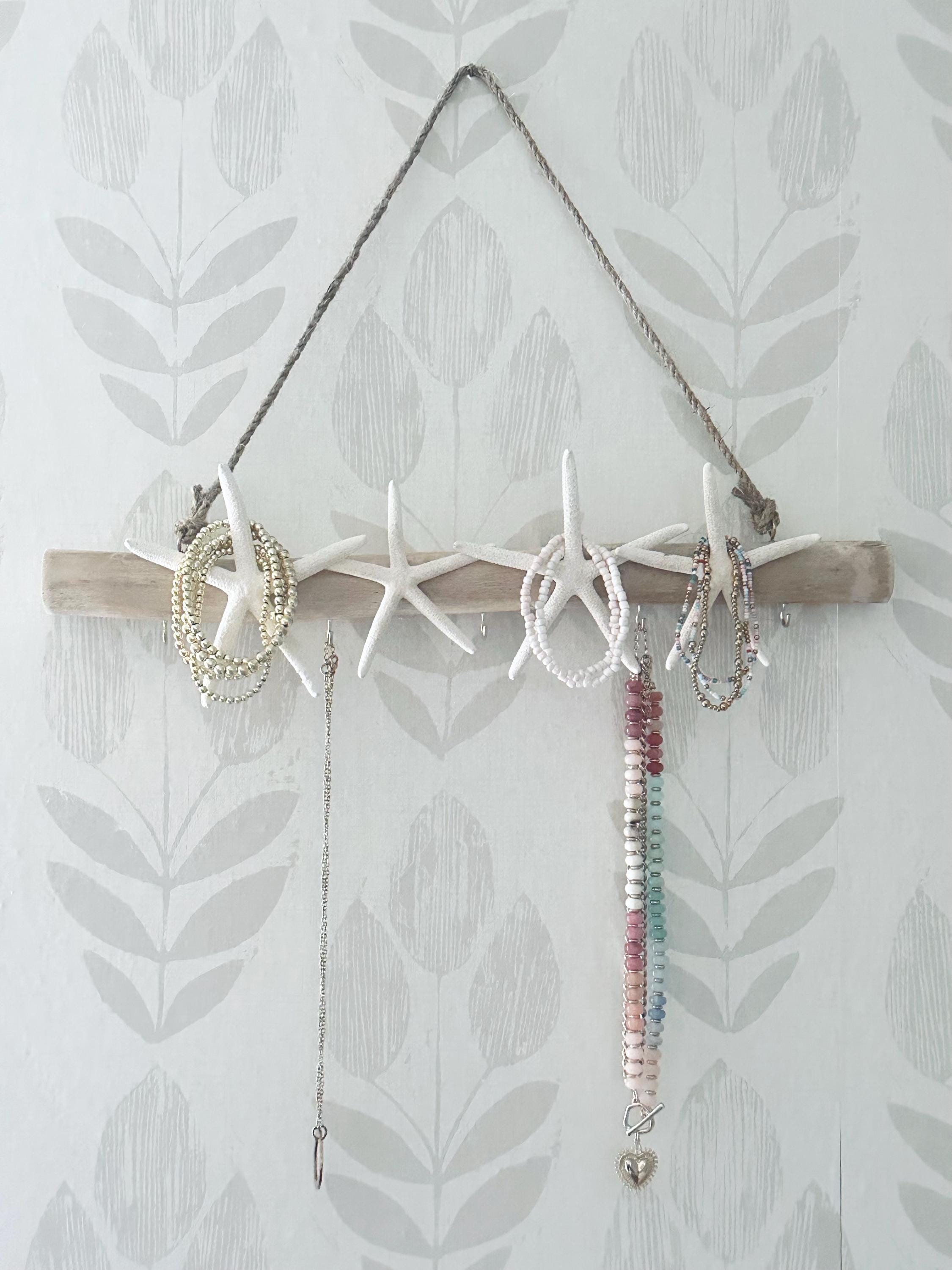 Hanging Natural Driftwood Starfish Bikini Rack | Coastal Decor | Beachy ...