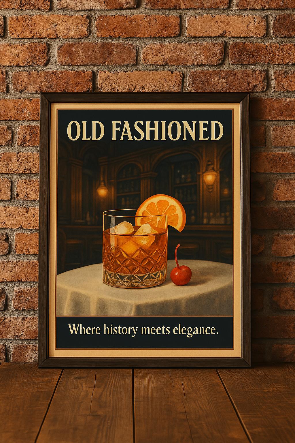 Vintage Old Fashion Poster - Printable Wall Art for Home Bar or Kitchen ...