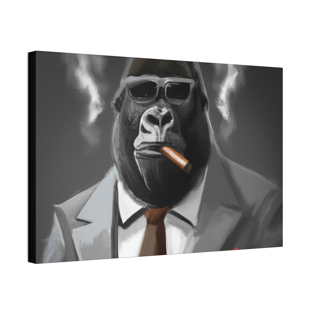Gorilla in Suit Smoking a Cigar Portrait Wall Art Interior - Etsy
