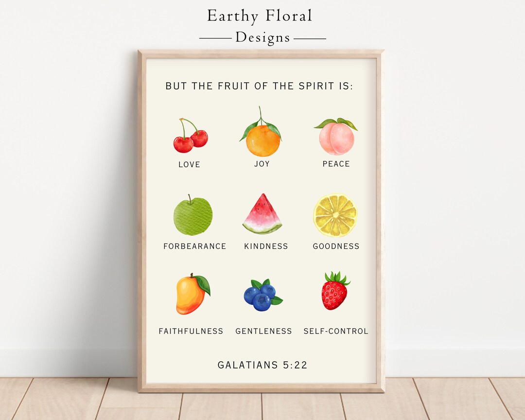 Fruit of the Spirit Playroom Wall Art Homeschool Poster Sunday School ...