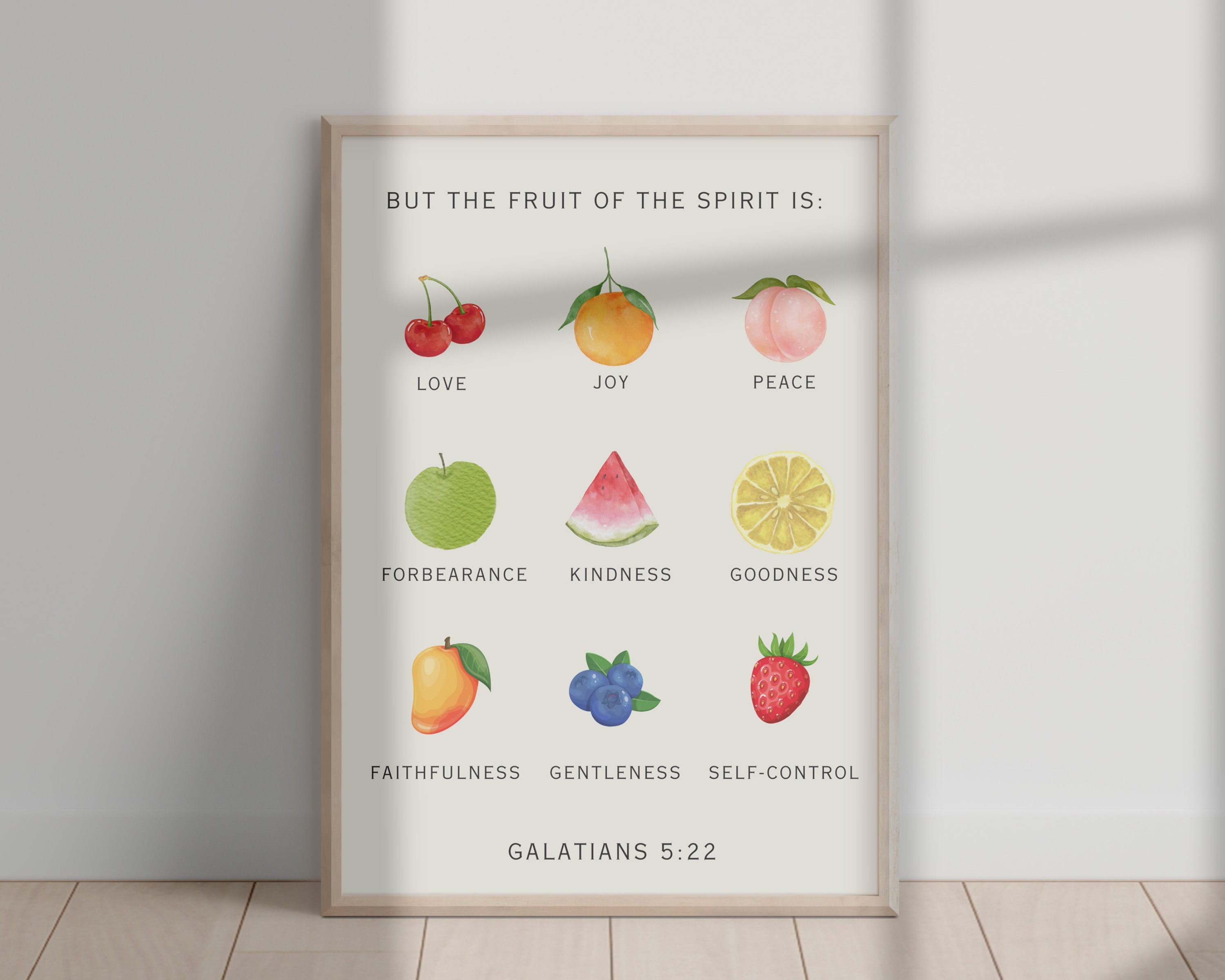 Fruit of the Spirit Playroom Wall Art Homeschool Poster Sunday School ...