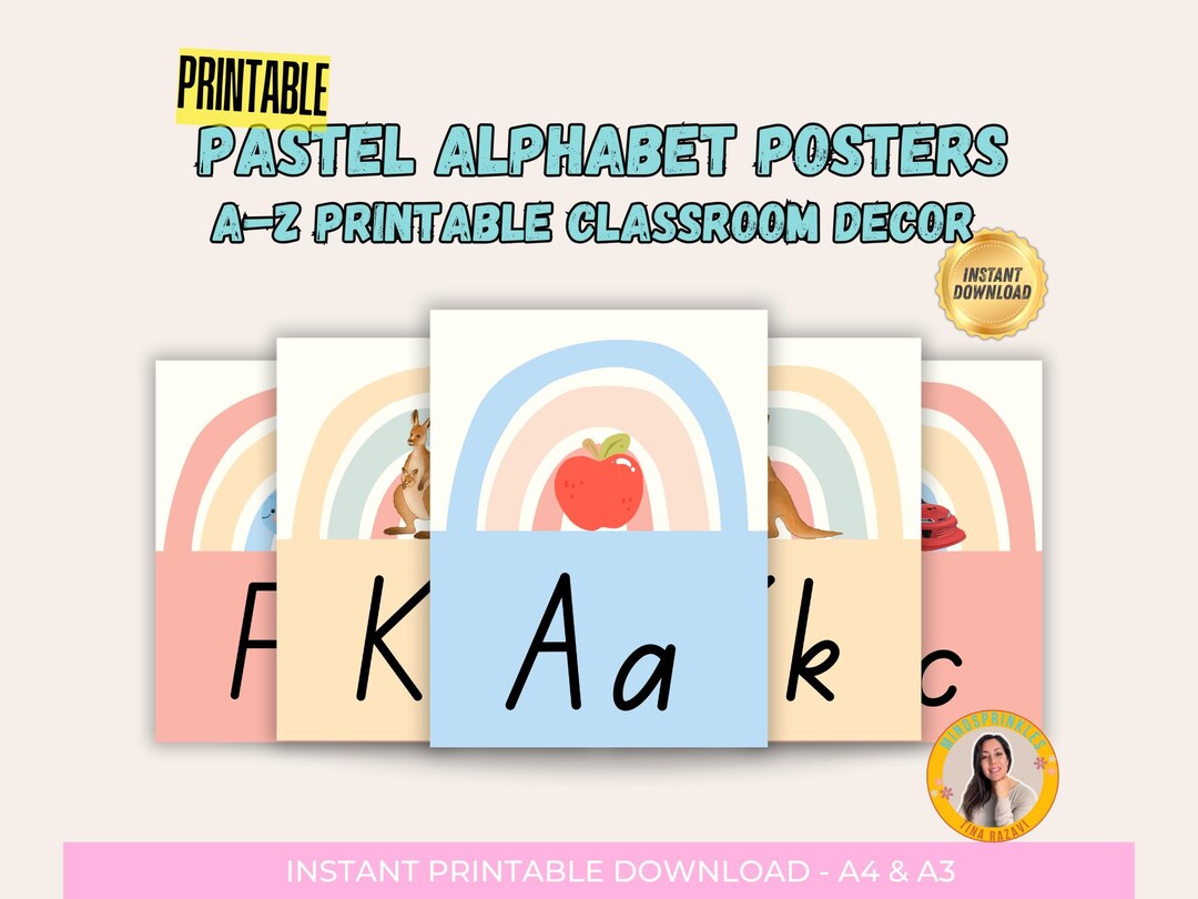 Alphabet Posters for Kids | Cake Classroom Decor | A-Z Flashcards ...