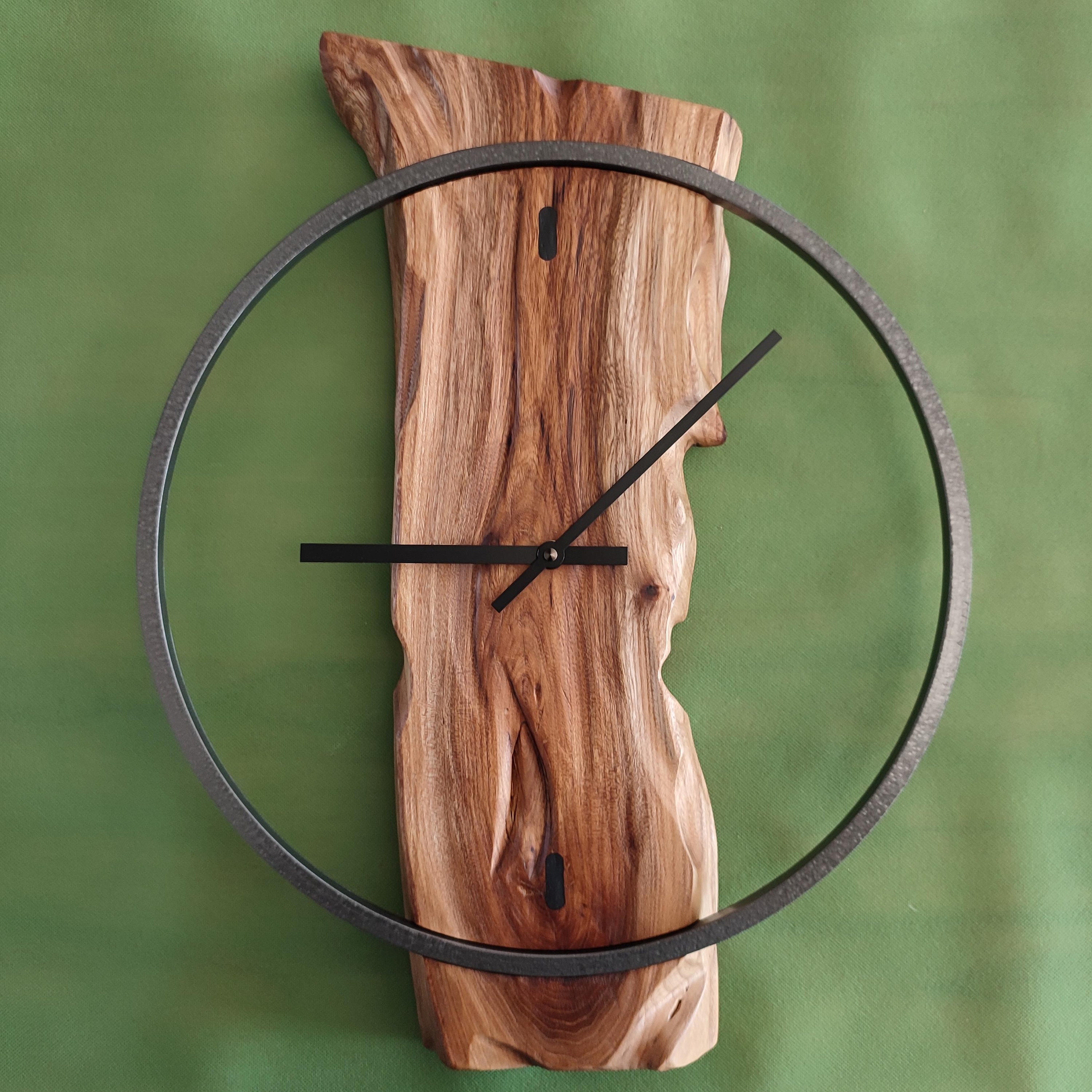 Wall Clock "thor", Handmade Wood & Metal Wall Clock, Unique Wood Wall ...