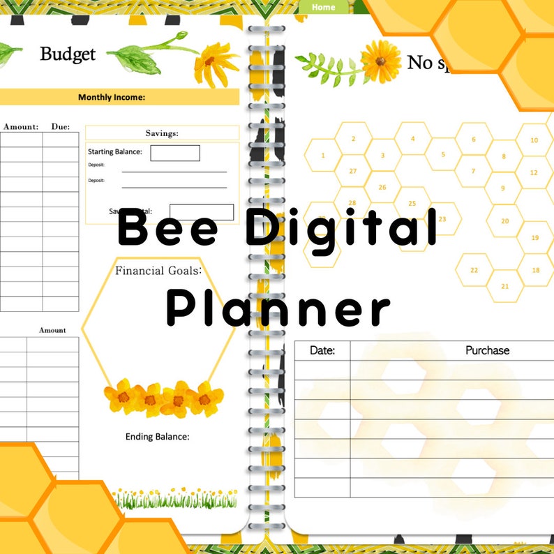 Bee Themed Digital Planner - Etsy