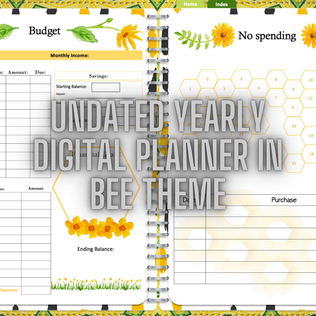 Bee Themed Digital Planner - Etsy