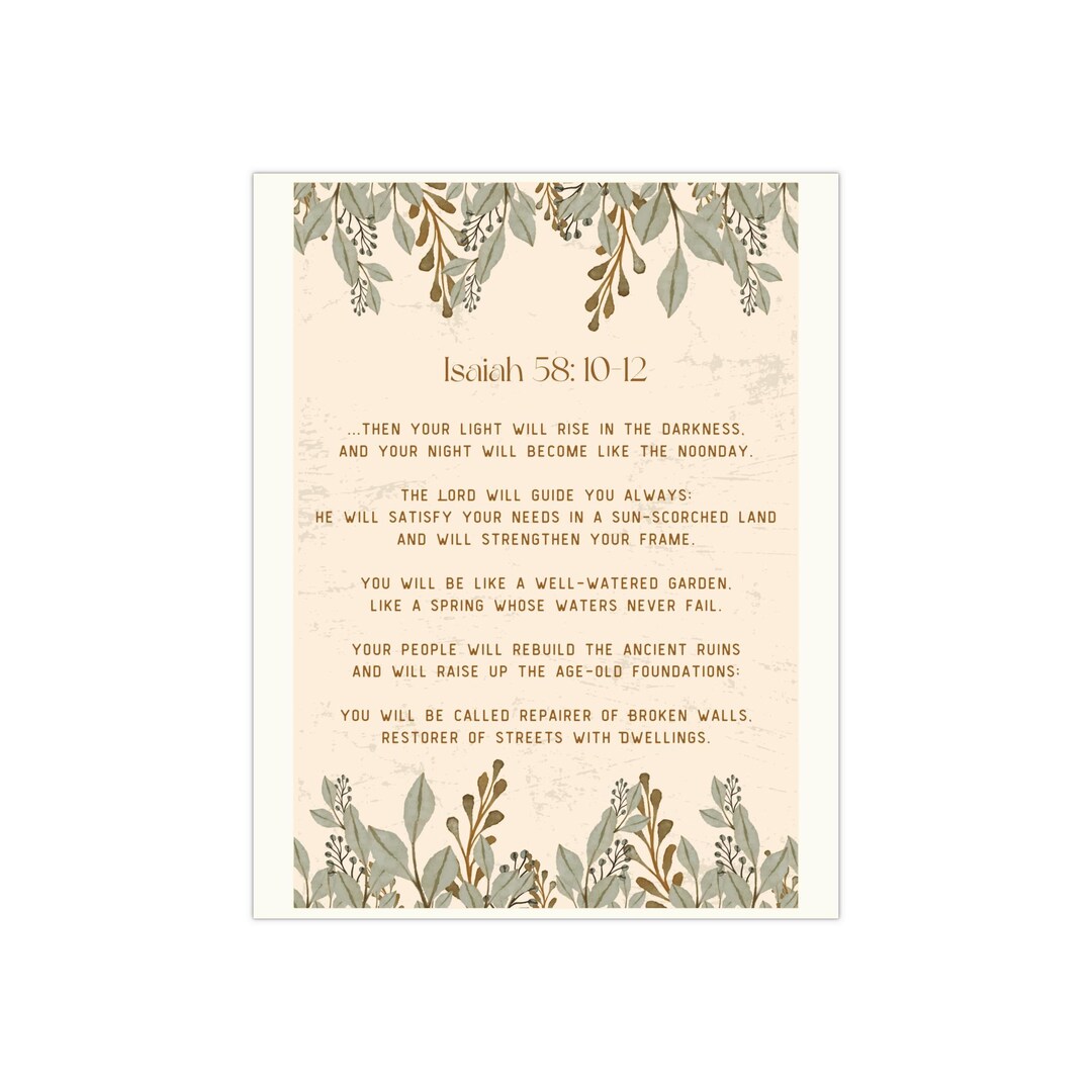 Isaiah 58 Scripture Satin Poster: Minimalist Christian Wall Decor - Etsy