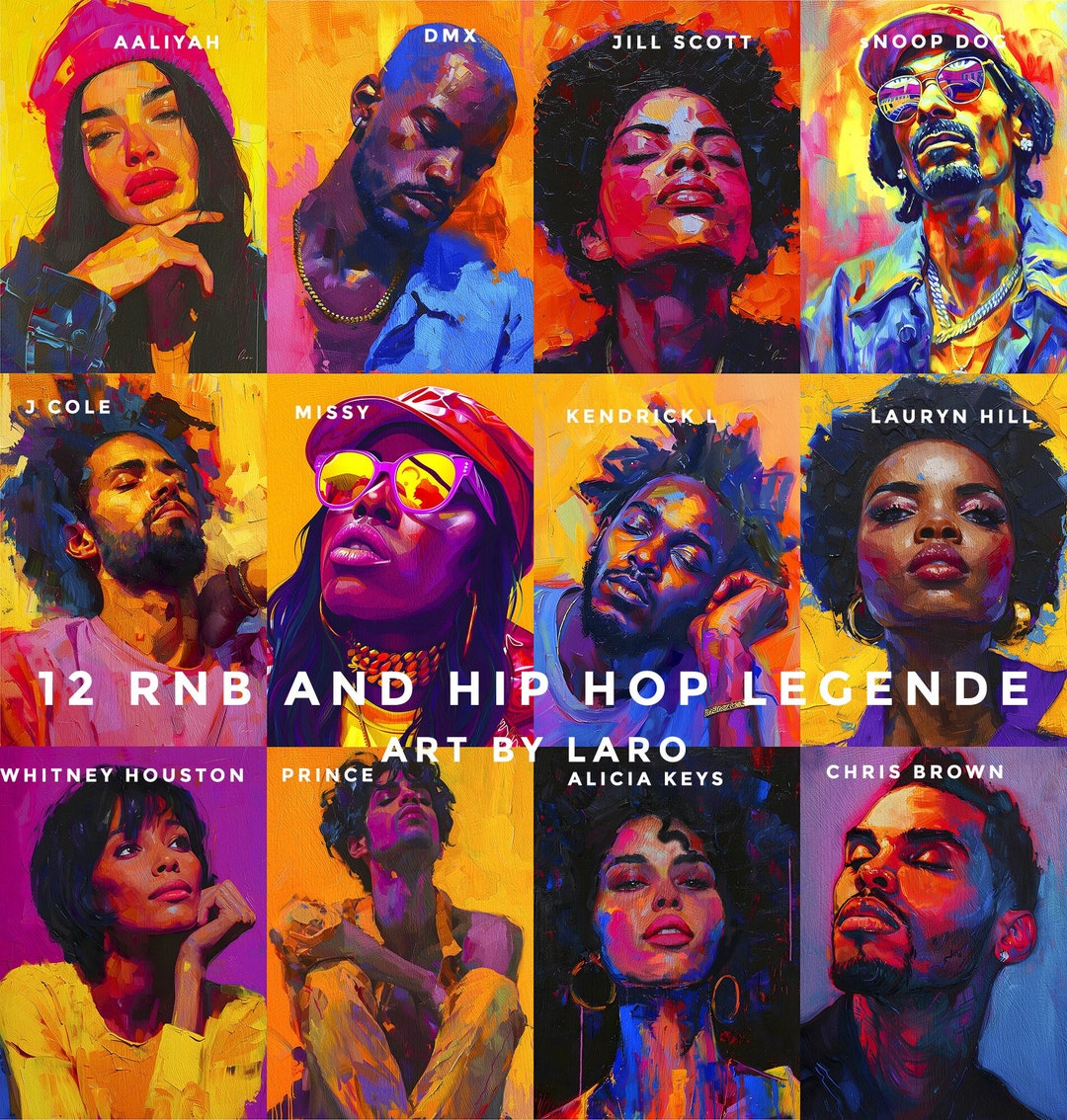 12 Rnb Hip Hop Legends Art Painting Prints. Classic R&B Hip Hop Poster ...