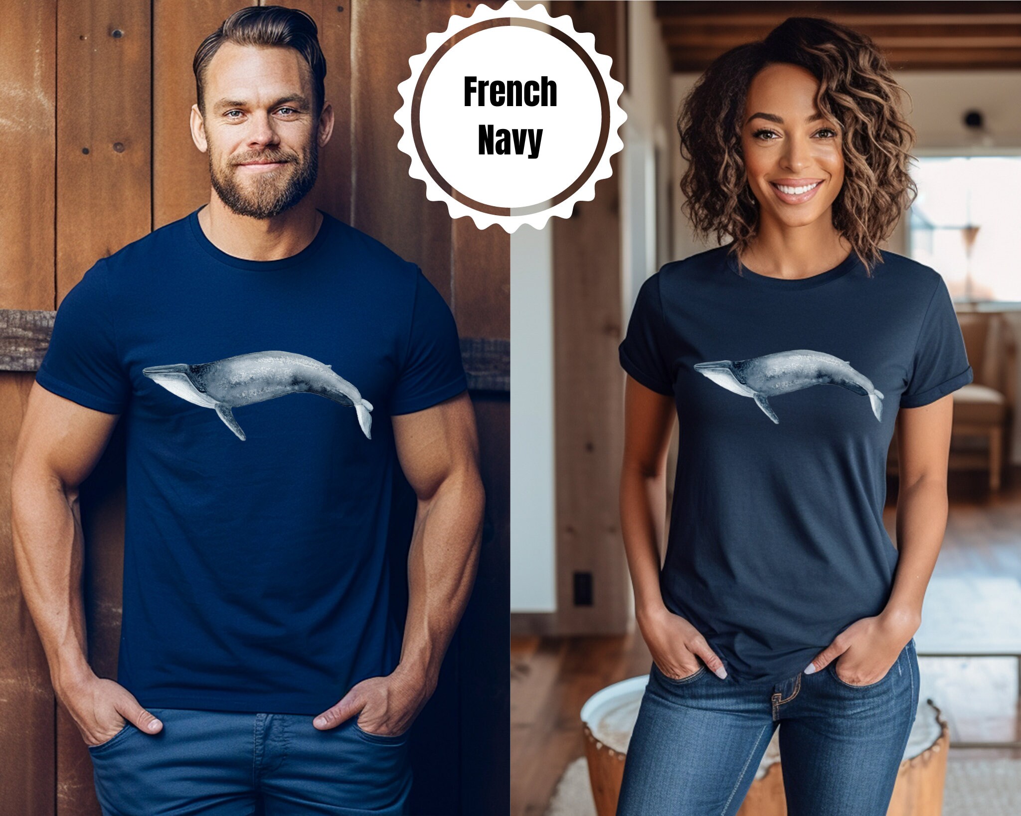 Sustainable Ocean Fashion: Organic Cotton T-shirt With Majestic Whale ...