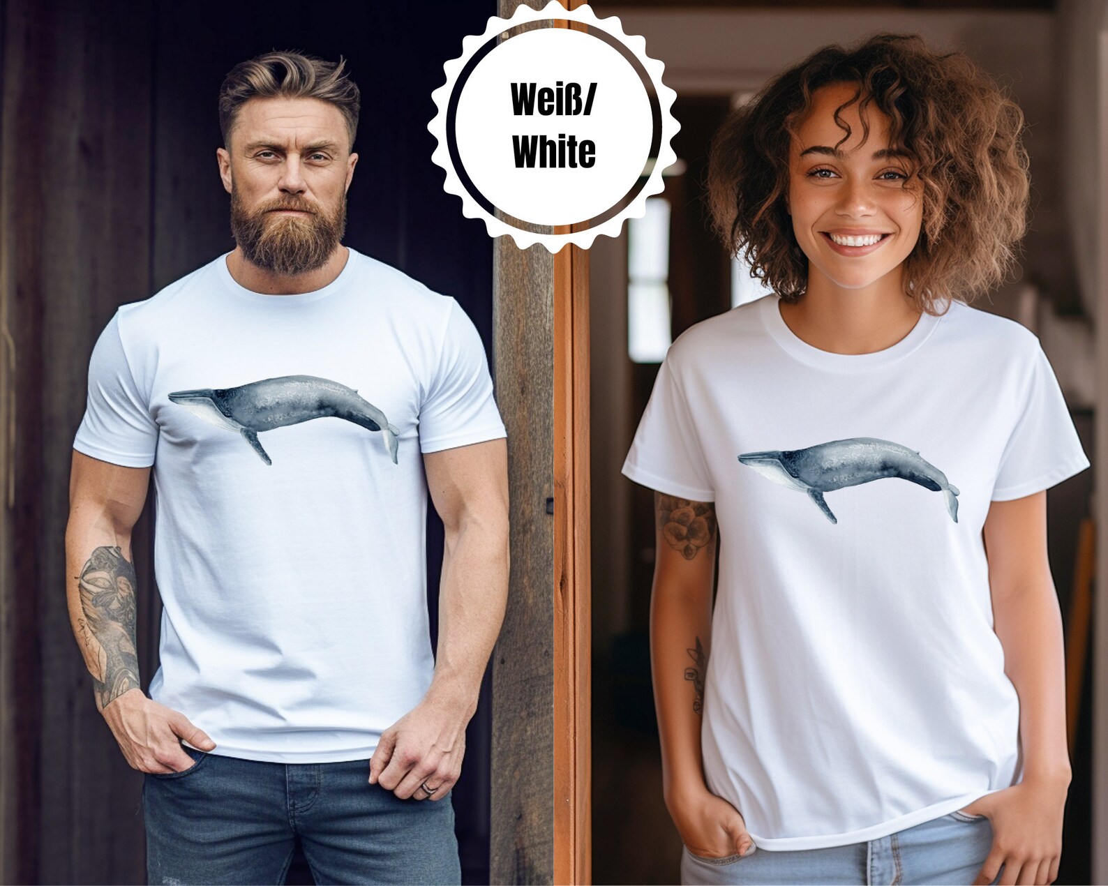 Sustainable Ocean Fashion: Organic Cotton T-shirt With Majestic Whale ...
