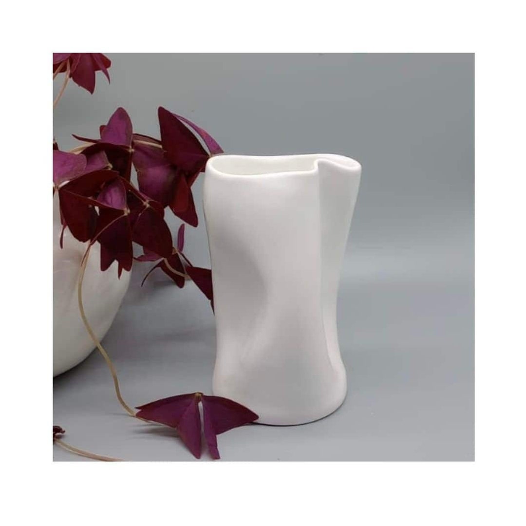 Handmade Small White Ceramic Sculpture Vase, Luxury House Artistic Vase ...