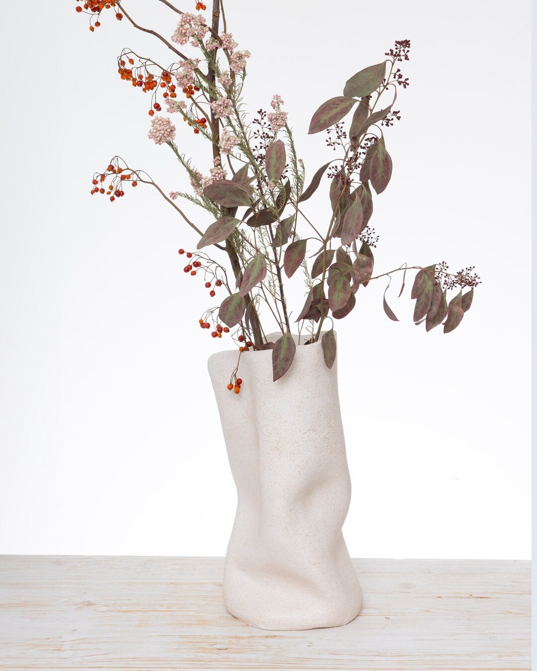 Handmade Modern Contemporary Sculptural Vase, Large Indoor White ...