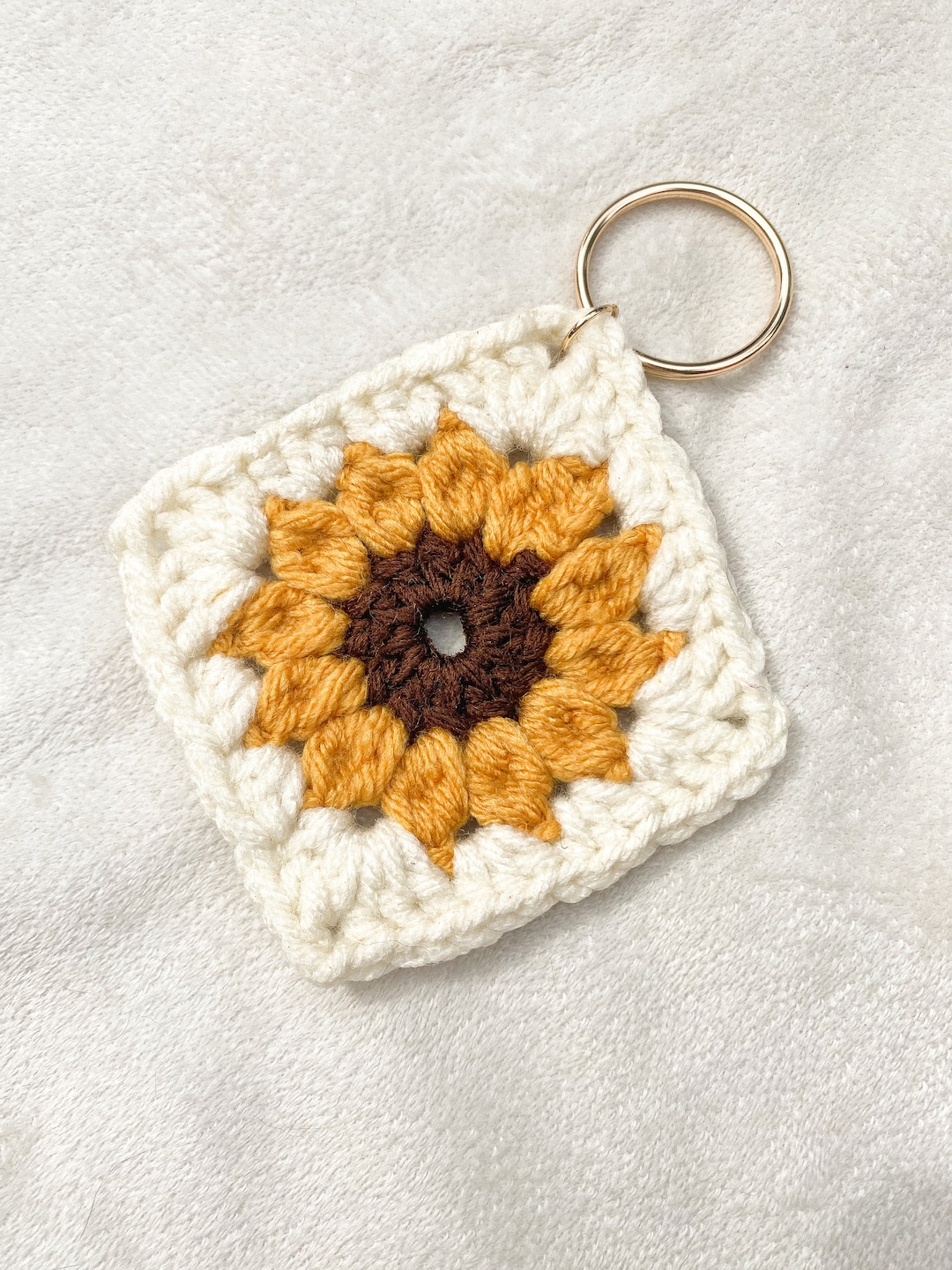 Sunflower Granny Square Keychain - Etsy